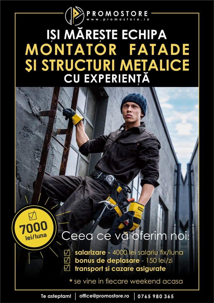 Locuri de muncă disponibile la PromoStore: montator fațade și structuri ...